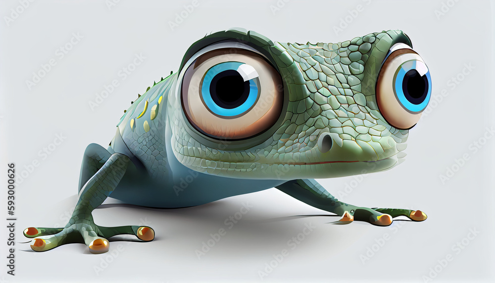 Lizard with big blue eye and big blue eyes isolated on white background ...