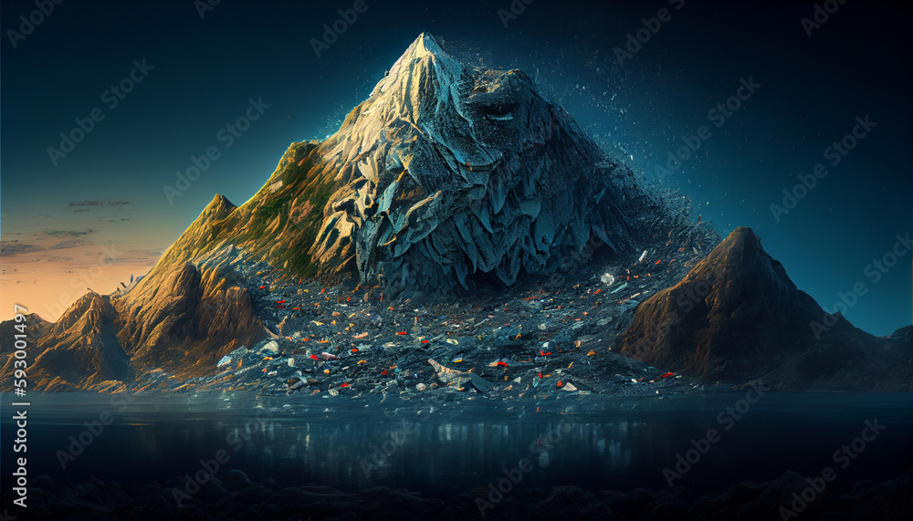 Mountains of garbage in the ocean. Save the earth. Earth Day Concept ...