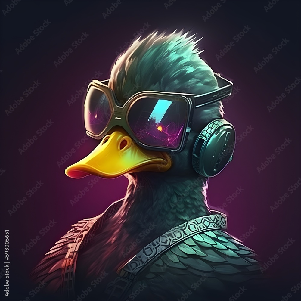 "Hardwired Quack: The Cyberpunk Exploits of a Techno Duck" / Background Design / AI Generated ...