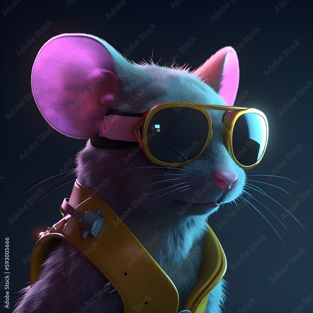 ภาพประกอบสต็อก "Byte Squeak: The Cyberpunk Odyssey of a Techno-Mouse ...