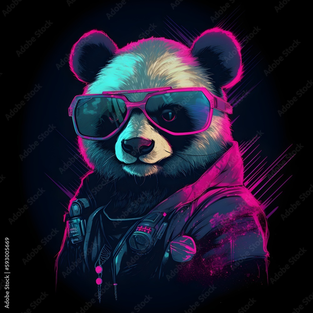 "Pixel Paws: The Cyberpunk Journey of a Techno-Panda" / Background ...