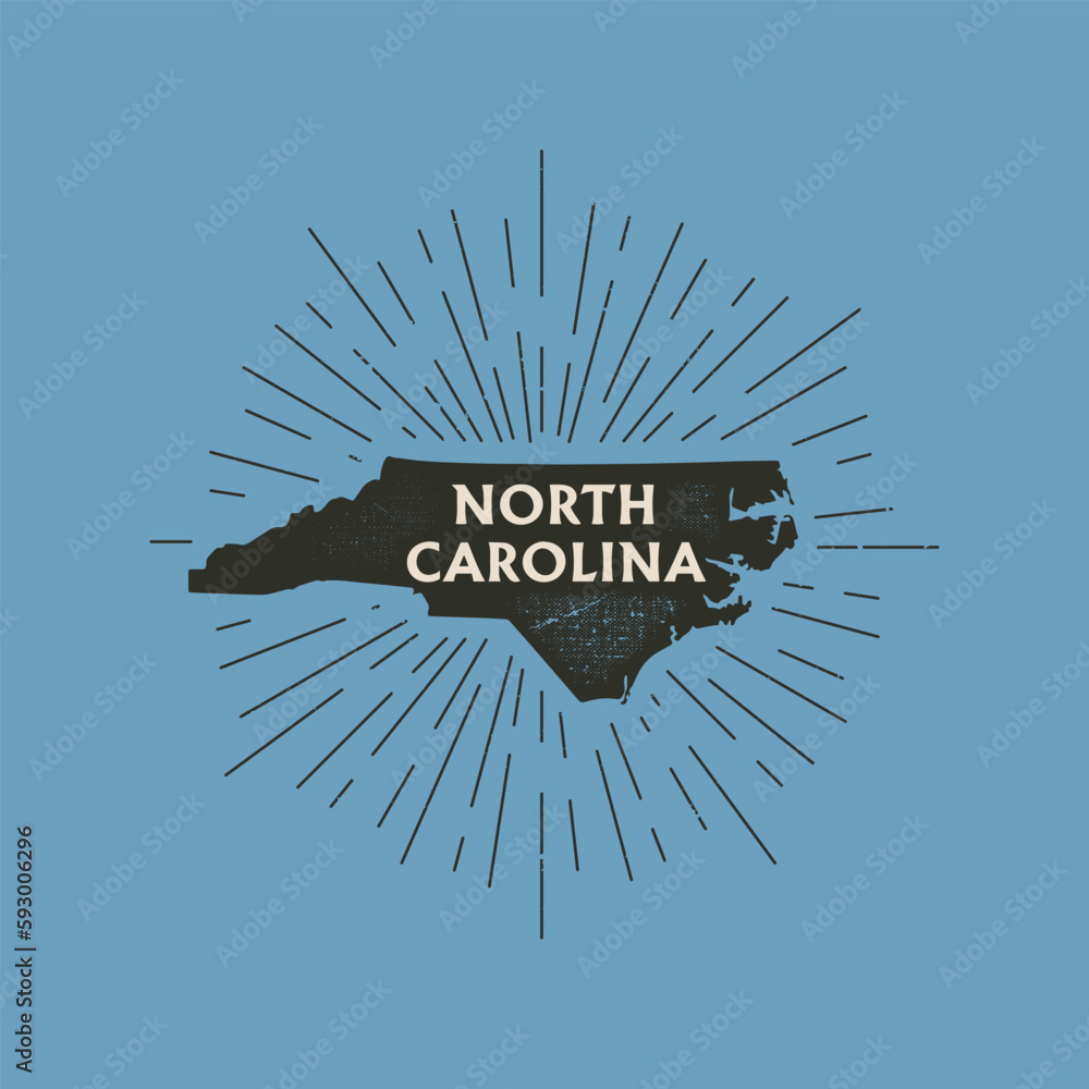 Vintage North Carolina, USA map with grunge texture and emblem. North ...