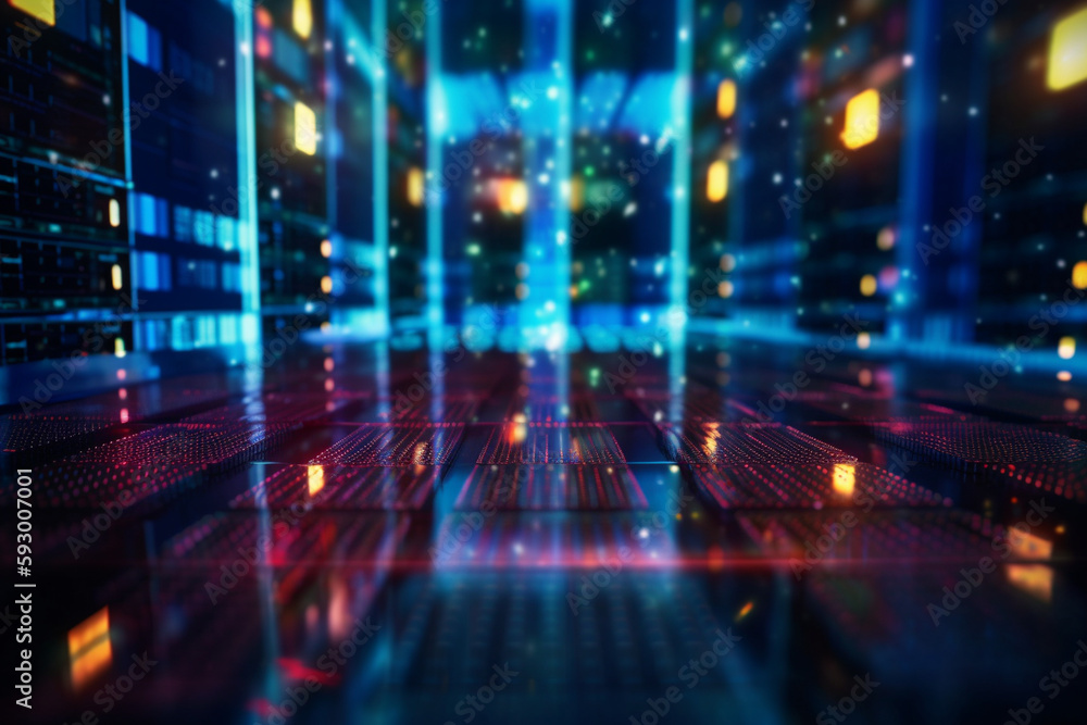 Abstract representation of a data center with diverse colors - network ...