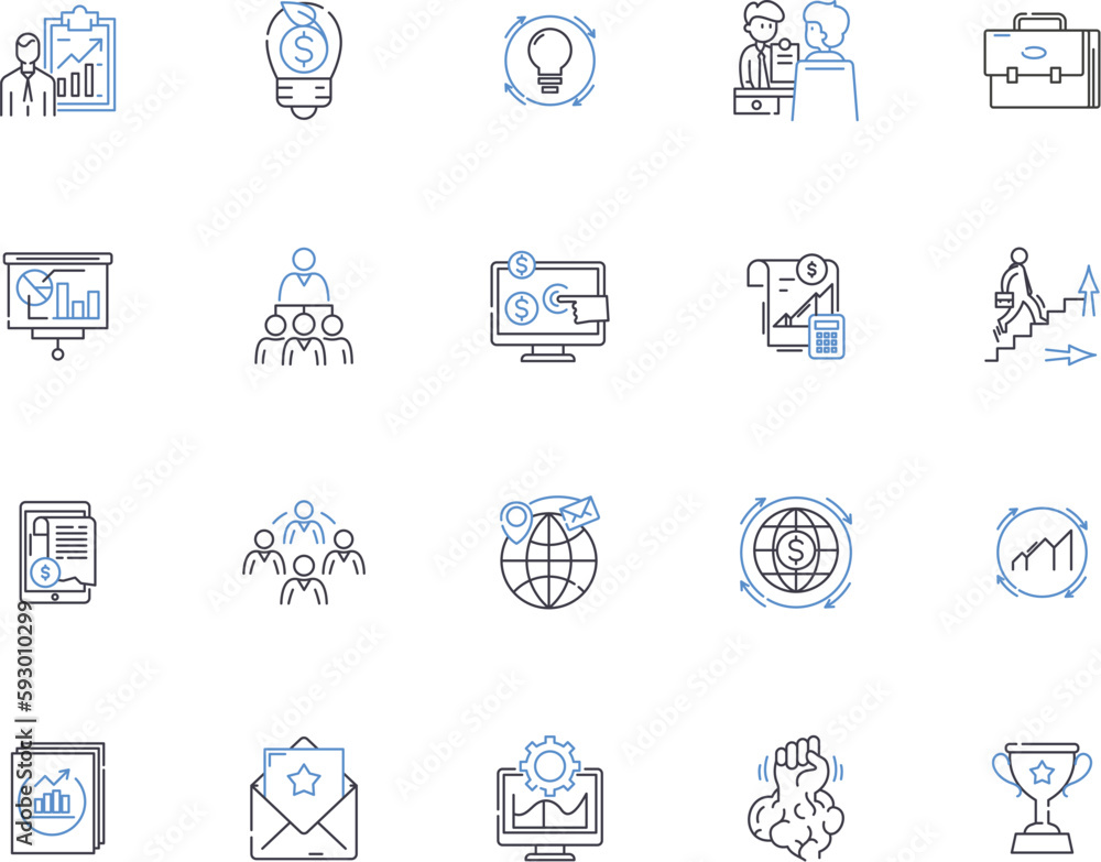 Development outline icons collection. Growth, Progress, Expansion ...