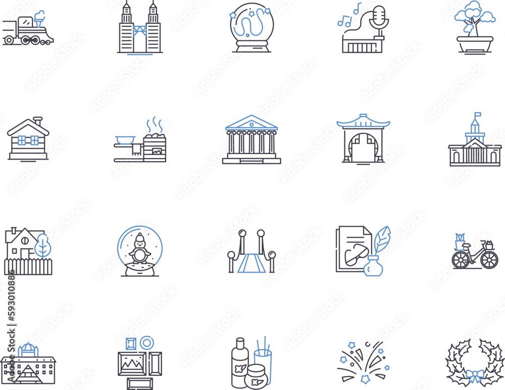 Culture outline icons collection. Tradition, Rituals, Customs, Ideology ...