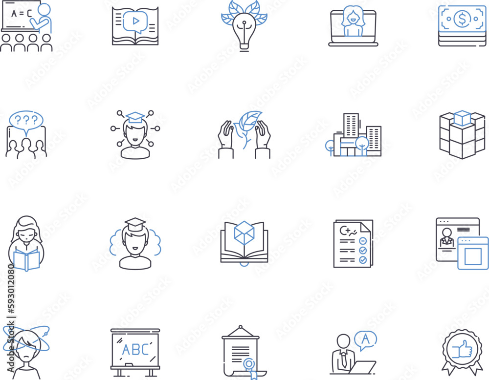 Knowledge outline icons collection. Education, Information ...
