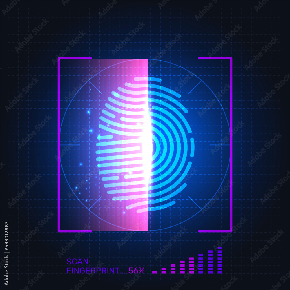 Fingerprint biometric scanner. Digital identification. Finger print ...