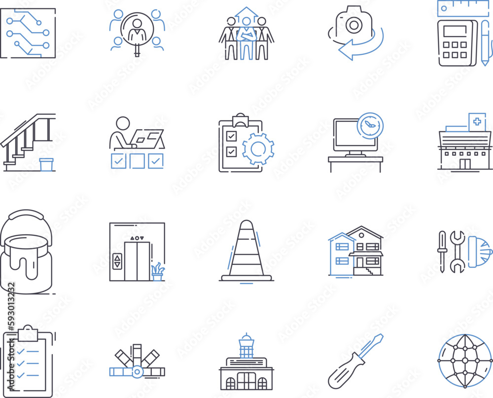 Vetor de Engineering and design outline icons collection. Engineering ...