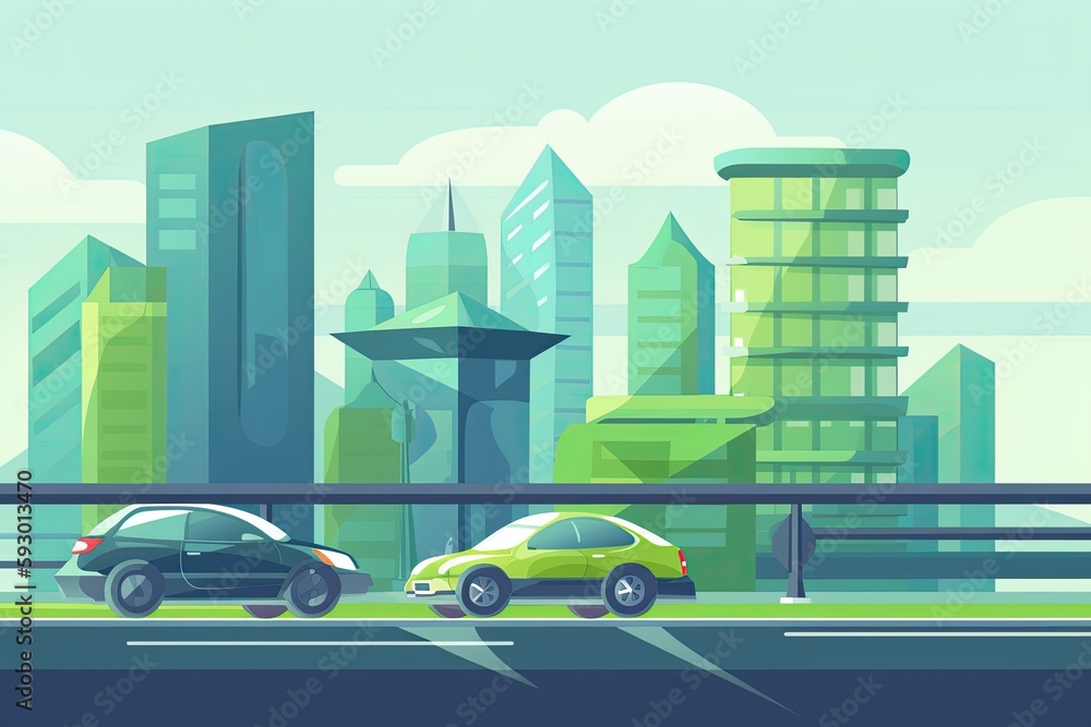 drive in a car Adventure concept including a cartoon urban setting and ...