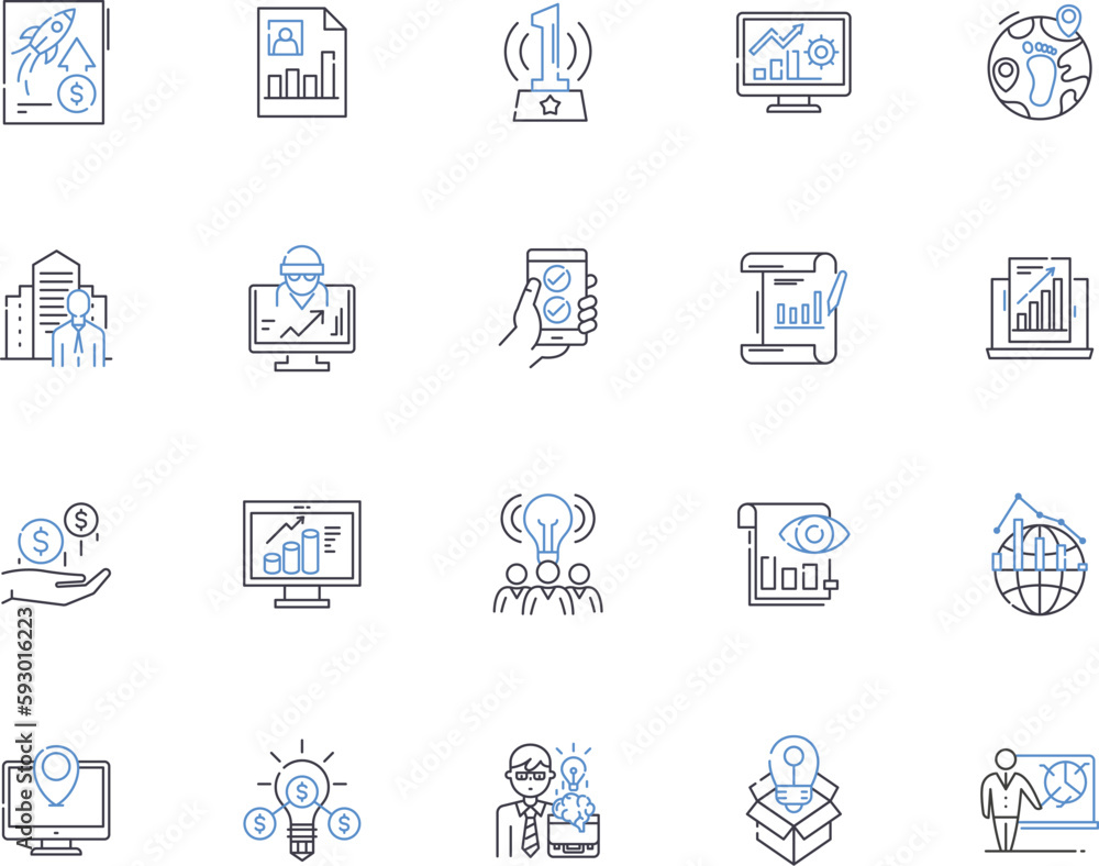 Development outline icons collection. Growth, Progress, Expansion ...