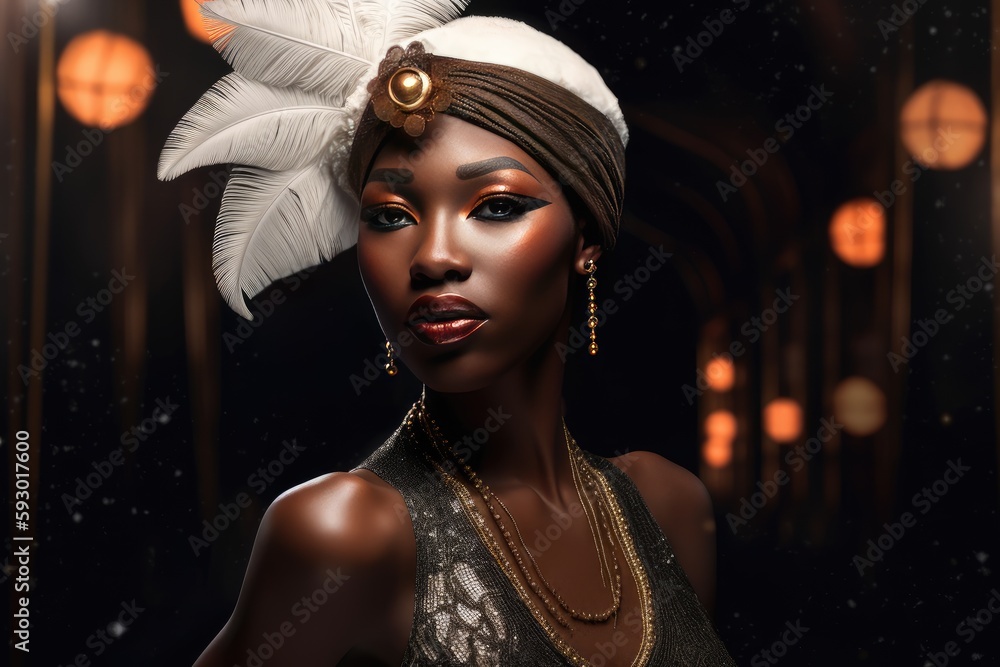 Roaring 20's African American flapper girl created with generative ai ...