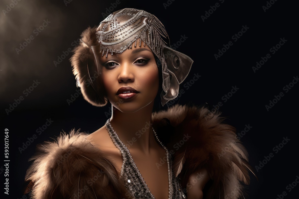 Roaring 20's African American flapper girl created with generative ai ...