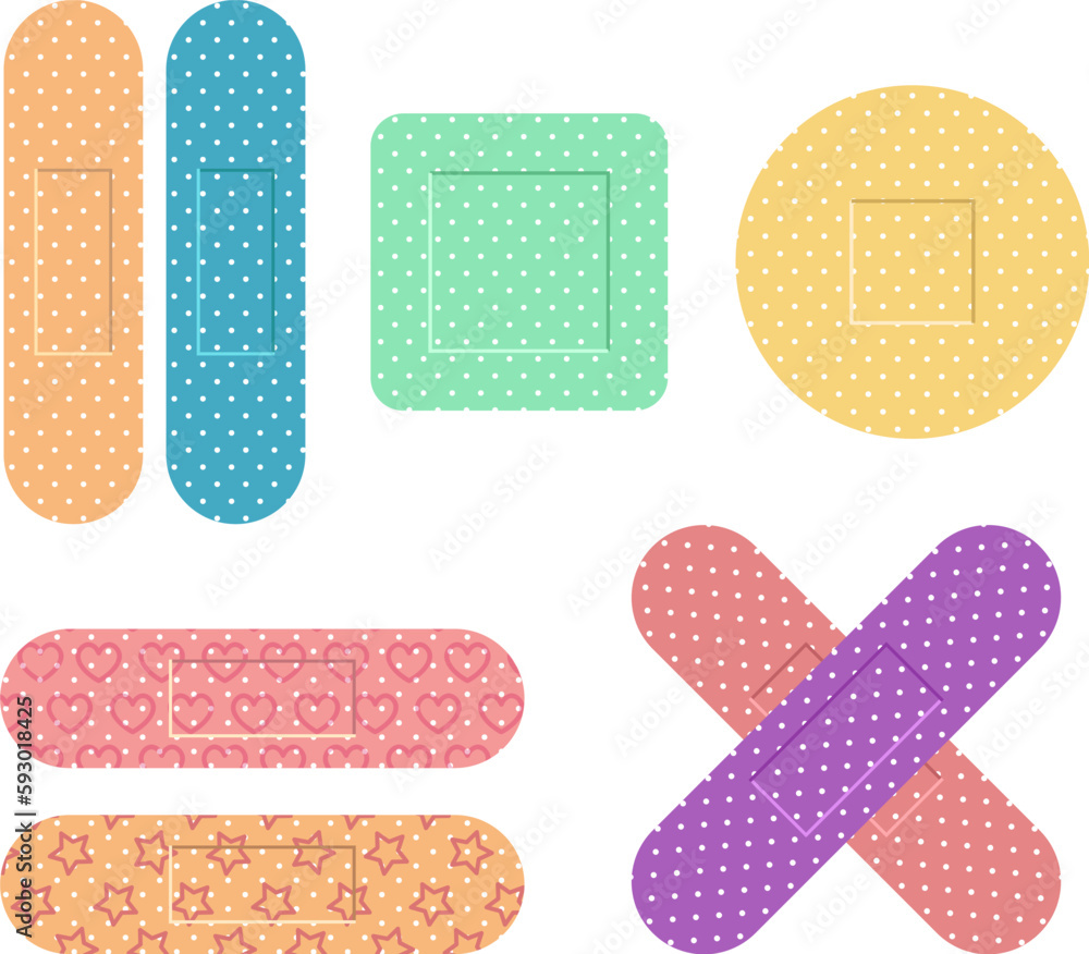 Collection Of Different Colors Medical Plaster. Medicine Concept ...