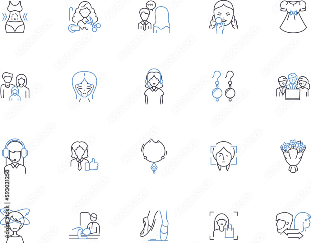 Girl outline icons collection. Girl, Female, Lady, Maiden, Daughter ...