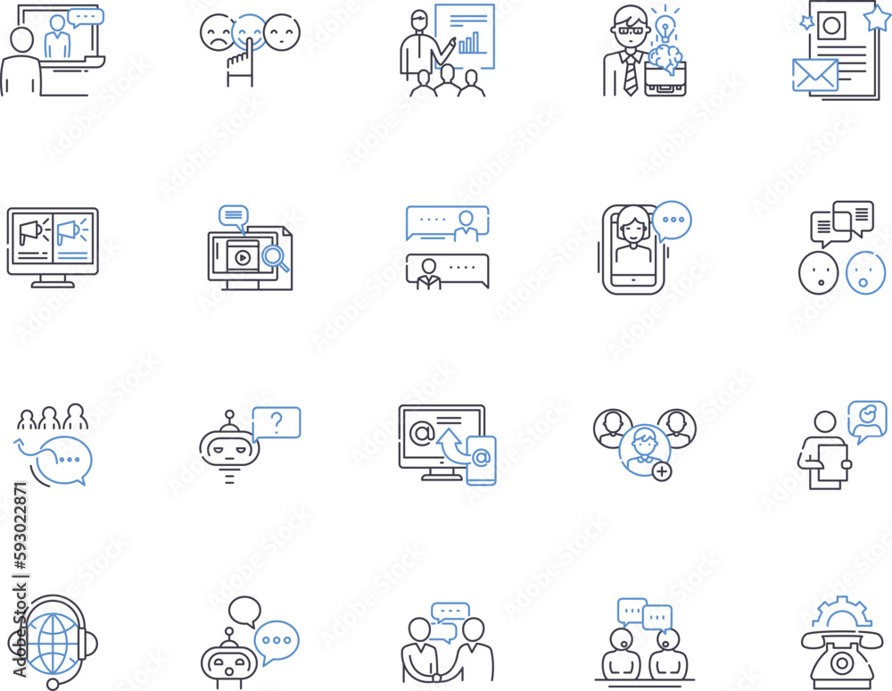 Vetor de Speech outline icons collection. Speaking, Oratory, Reciting ...