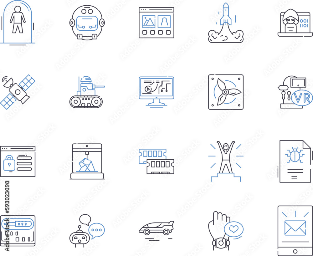 Cybersecurity Outline Icons Collection Cybersecurity Hacking Malware Encryption Phishing