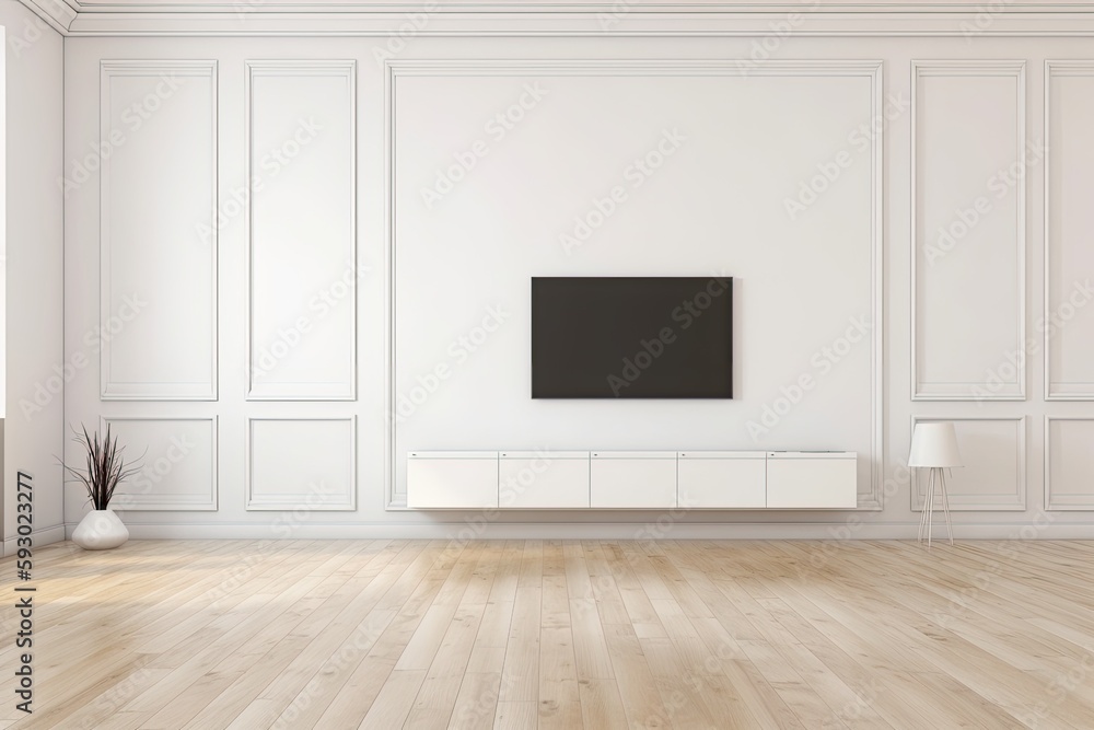 a large smart TV prototype with an empty, black screen. Generative AI ...