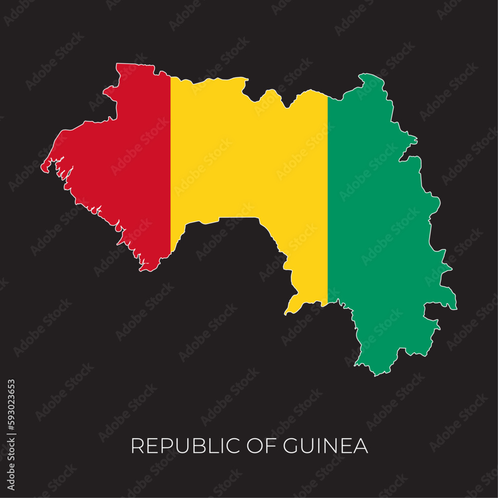 Guinea map and flag. Detailed silhouette vector illustration Stock ...