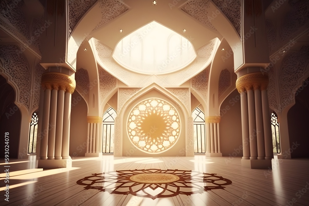 Luxury Mosque Interior with Gold and White Theme. Created with ...