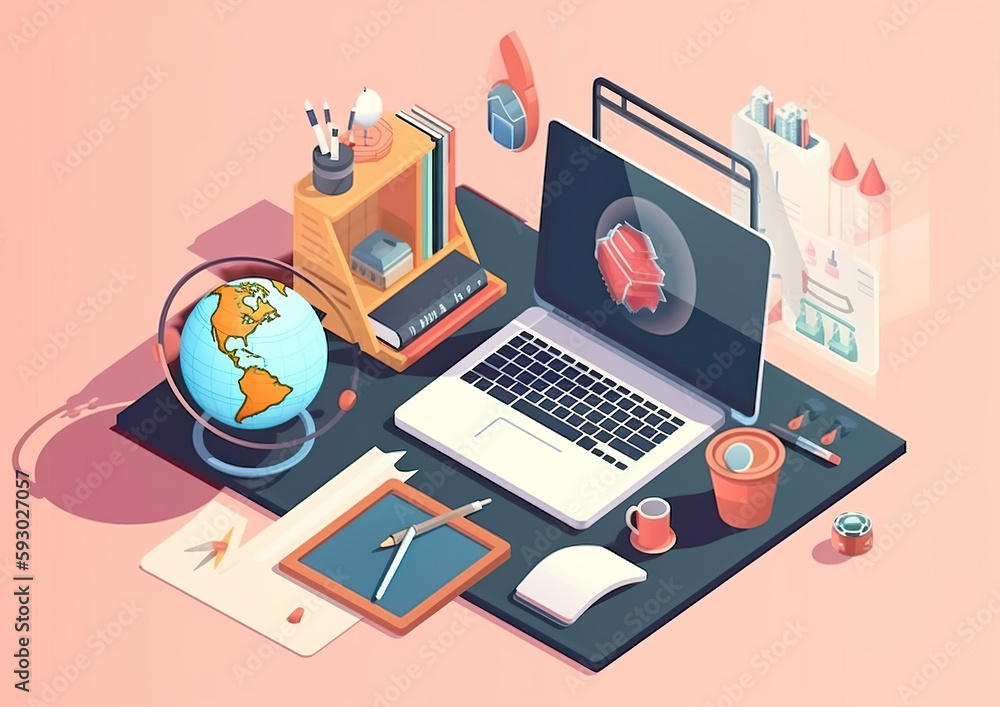 The concept of online education, the process of learning via the ...