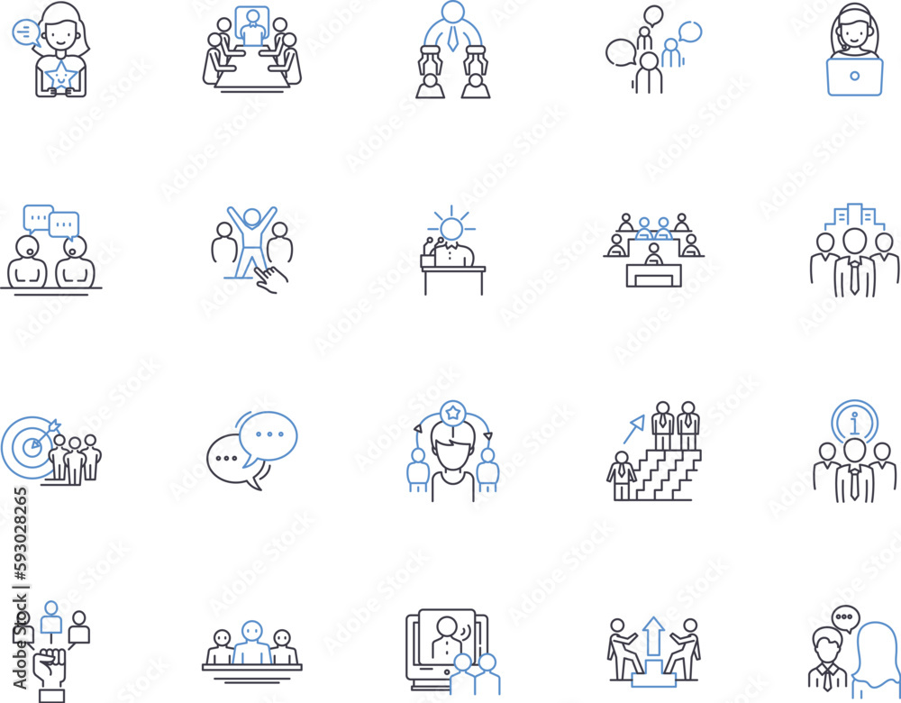 Coaching outline icons collection. Mentoring, Guiding, Instructing ...