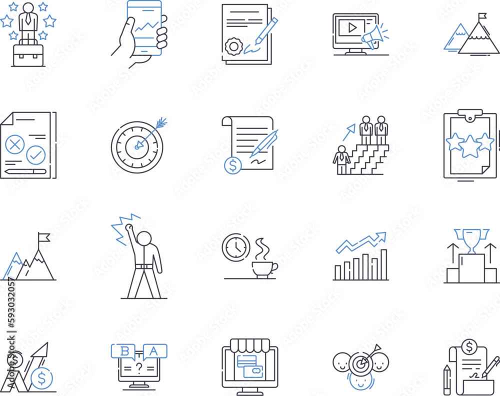 Company success outline icons collection. Profitability, Profits ...