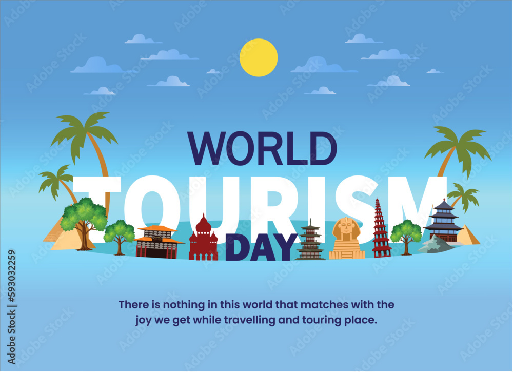 world tourism day, vector illustration, flyer, banner, social media ...