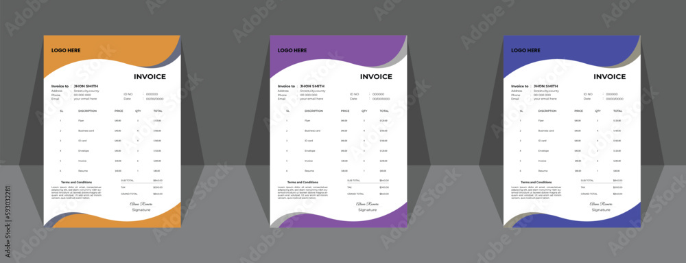Invoice Layout Business invoice form template. Invoicing quotes, money ...