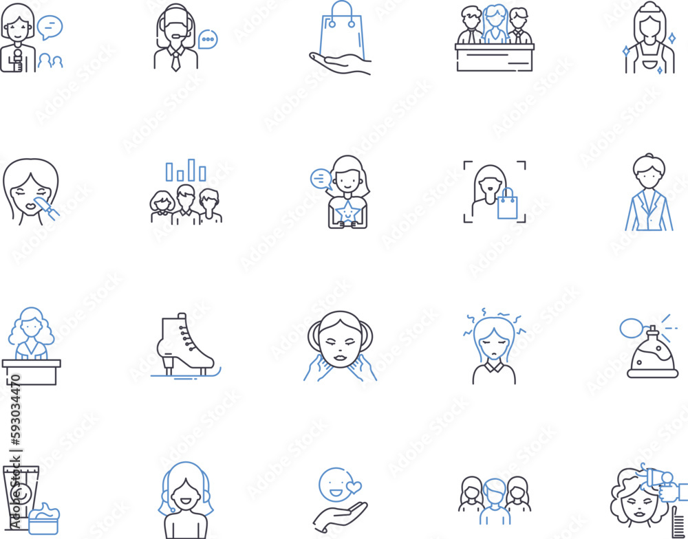 Girl outline icons collection. Girl, Female, Lady, Maiden, Daughter ...