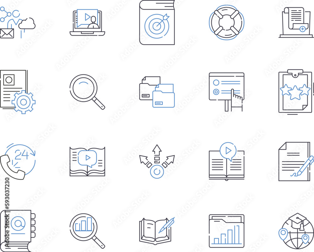 Knowledge management outline icons collection. Knowledge, Management ...