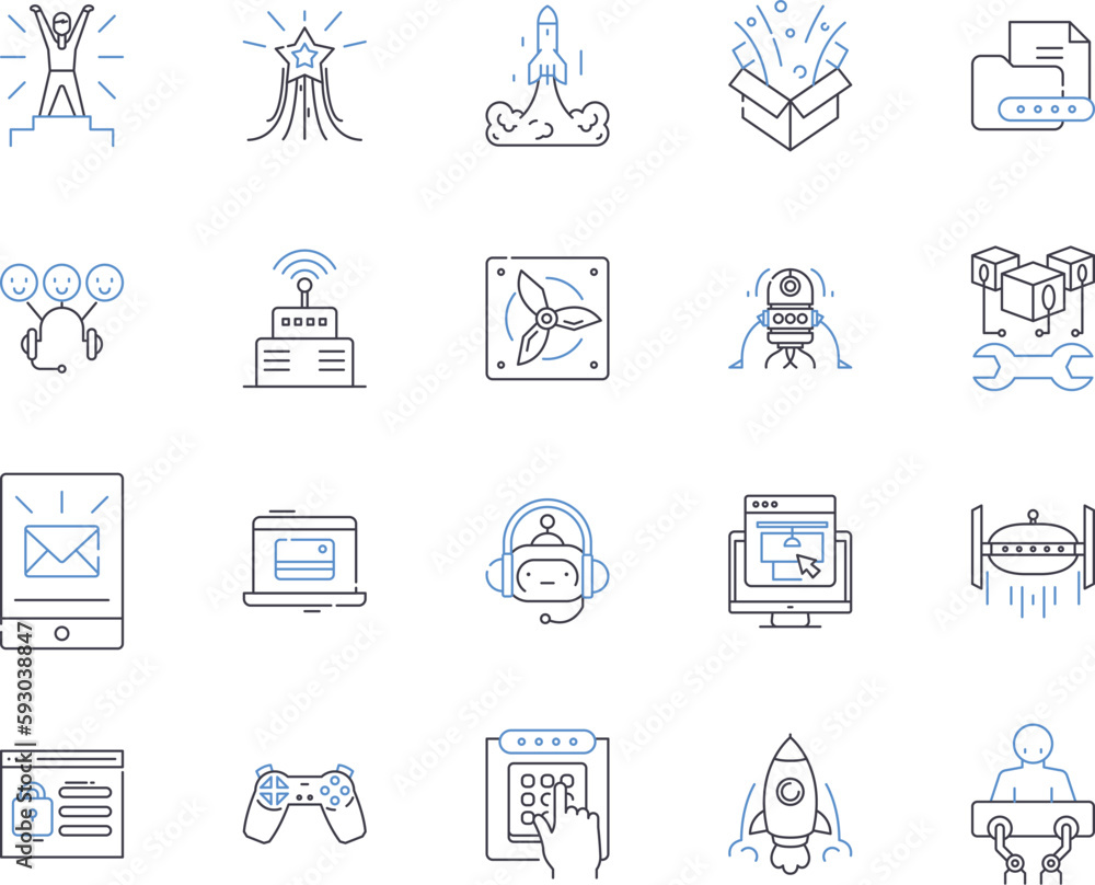 Science and technology outline icons collection. Science, Technology ...