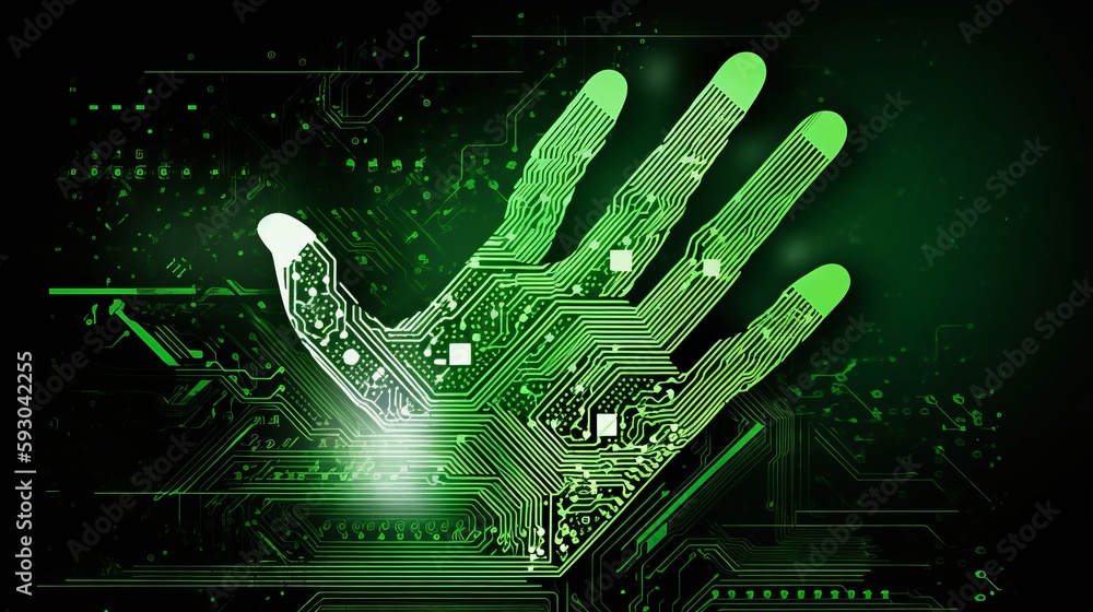 Green computing with Circuitry Handprint Symbol of Carbon Fingerprint ...