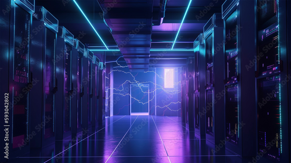 Server Room digital AI Design, AI Generated Stock Illustration | Adobe ...