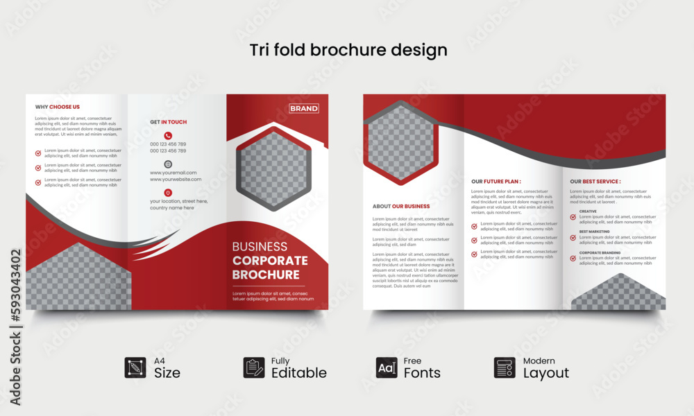 Corporate business trifold brochure template. tri-fold brochure design ...