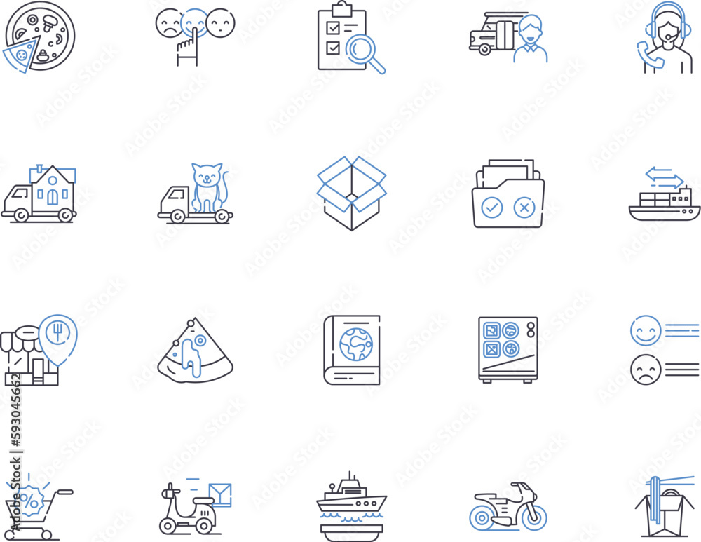 Warehouse management outline icons collection. Warehousing, Inventory ...