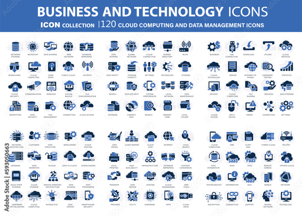 Cloud technology, programming, data management, internet connection, social network, computing ...