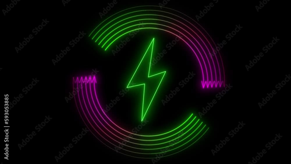 Energy Icon Animation.neon Electric Icon Animation With Glowing Circle ...