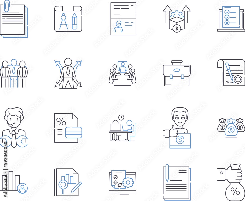 Organizational culture outline icons collection. Organizational ...