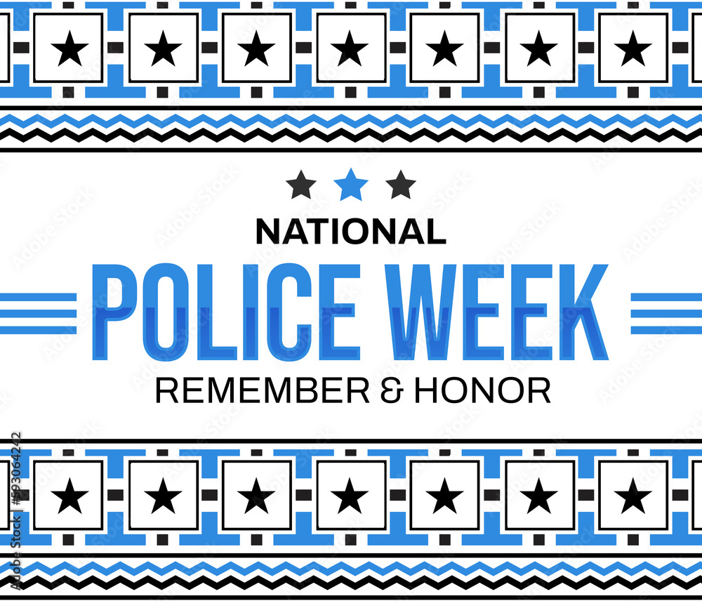 National Week of Police backdrop with typography and colorful design ...