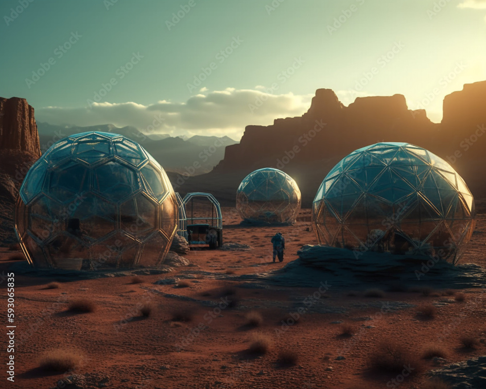 Martian Colony, terraforming, Moon Dome City, geodesic domes on Mars ...