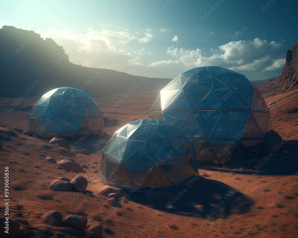 Martian Colony, terraforming, Moon Dome City, geodesic domes on Mars ...