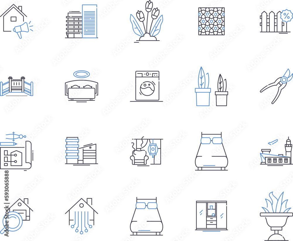 Remodeling and renovation outline icons collection. Remodelling ...