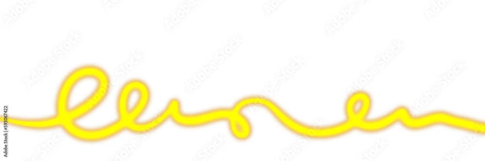 Yellow neon line with swirls on a white background. line accent. Bright ...