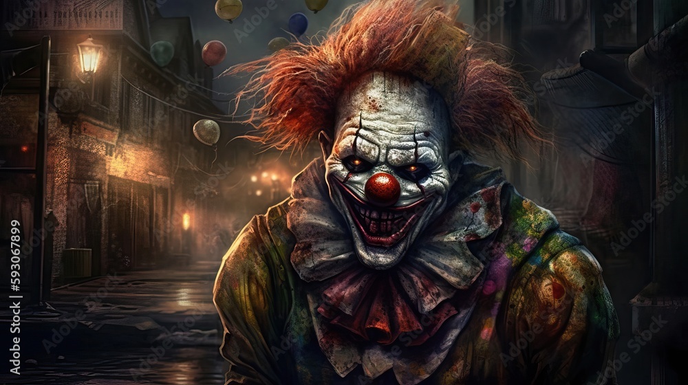 Horror clown and creapy funfair or circus. Generative AI Stock ...