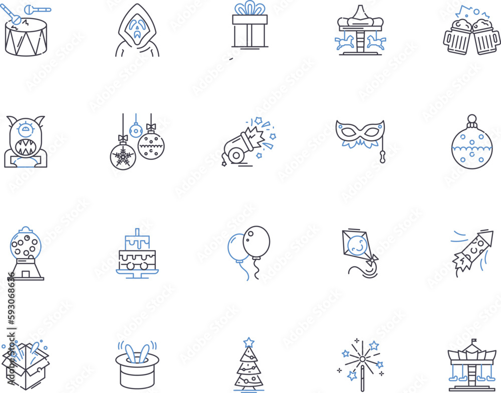 Vetor de Celebrating people outline icons collection. Commemorate ...