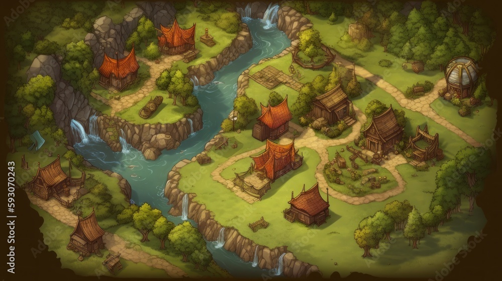 RPG Game World Map Stock Illustration | Adobe Stock