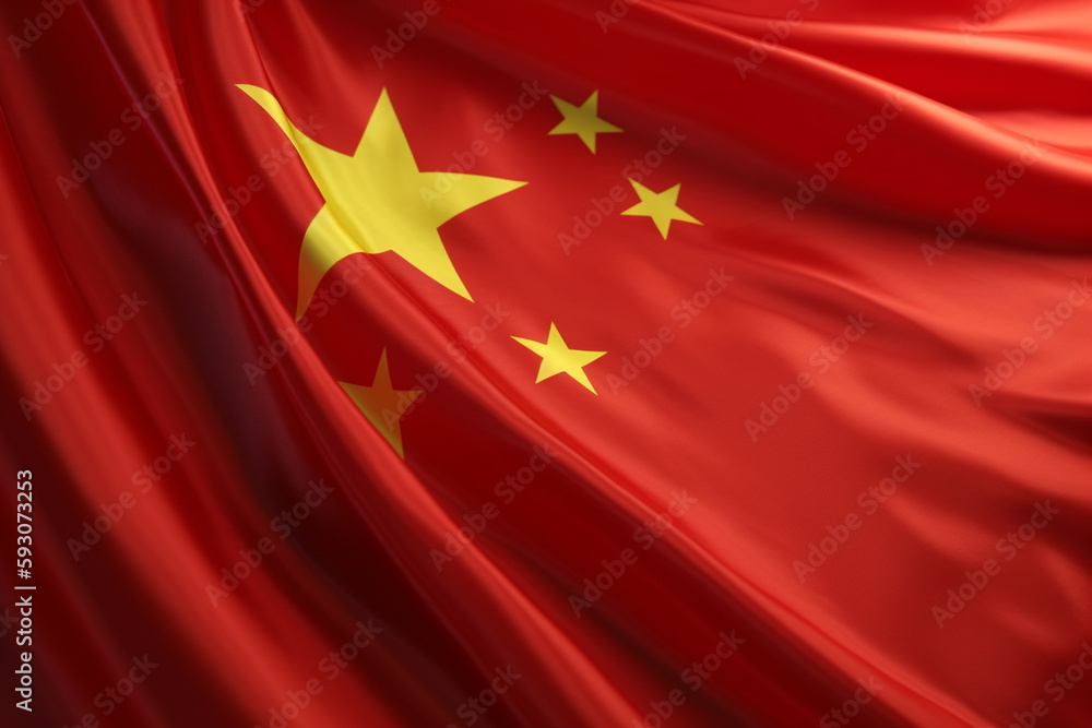 China country flag waving in the wind, ai generative Stock Illustration ...