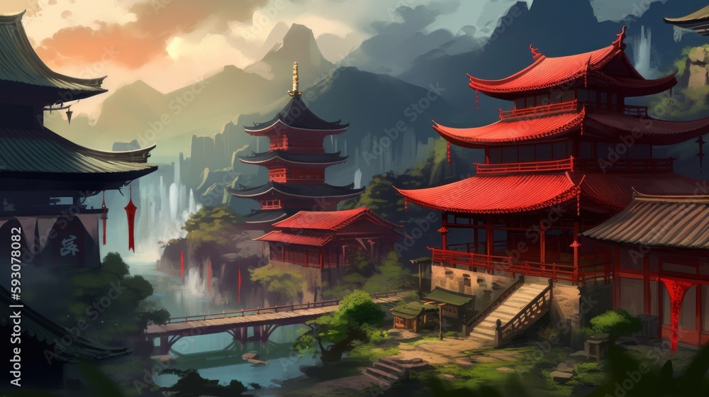 Japan Game Art Background Stock Illustration | Adobe Stock