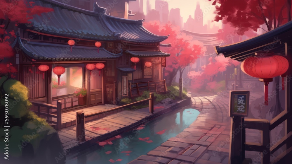 Japan Game Art Background Stock Illustration | Adobe Stock