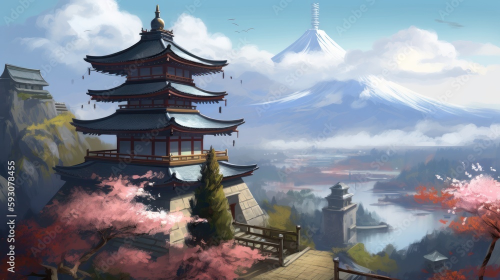 Japan Game Art Background Stock Illustration | Adobe Stock